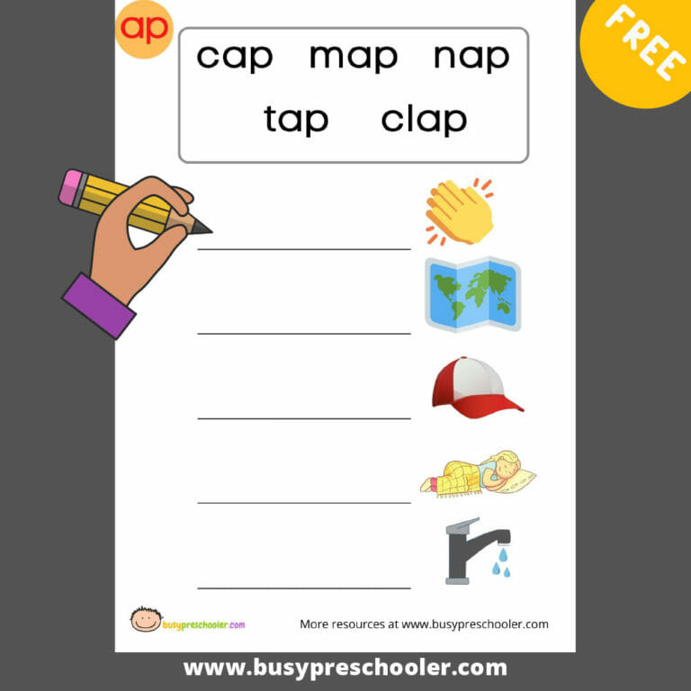 Free “ap” WORD FAMILY WORKSHEET - BusyPreschooler.com