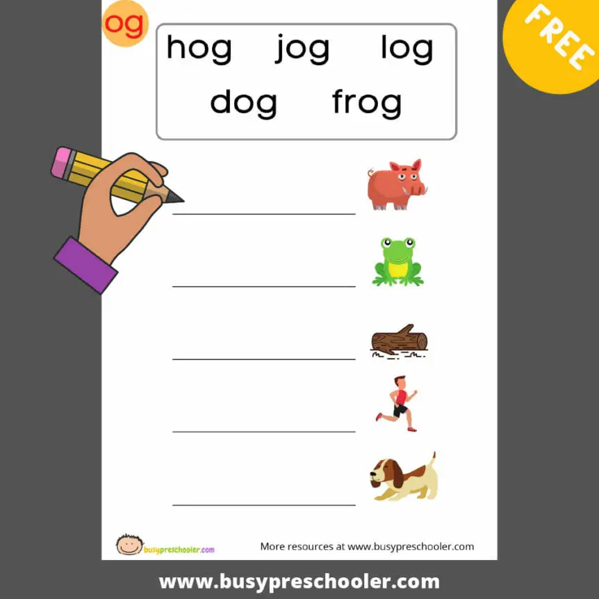 FREE “og” WORD FAMILY WORKSHEET - BusyPreschooler.com