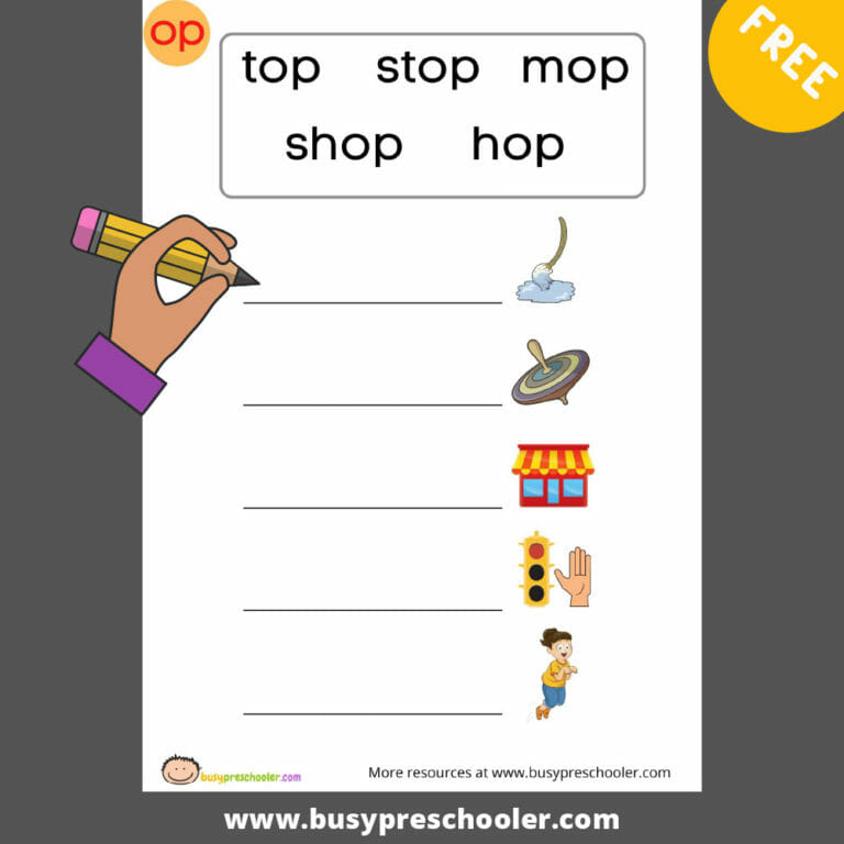 FREE “op” WORD FAMILY WORKSHEET - BusyPreschooler.com