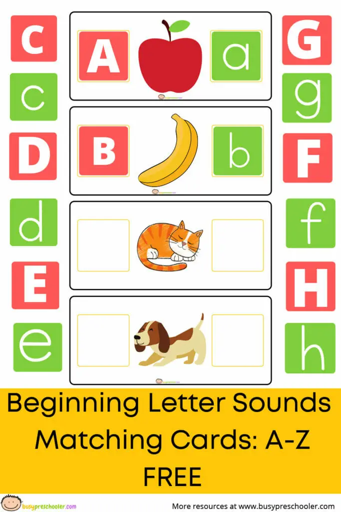 BEGINNING LETTER SOUNDS MATCHING CARDS: A-Z - BusyPreschooler.com