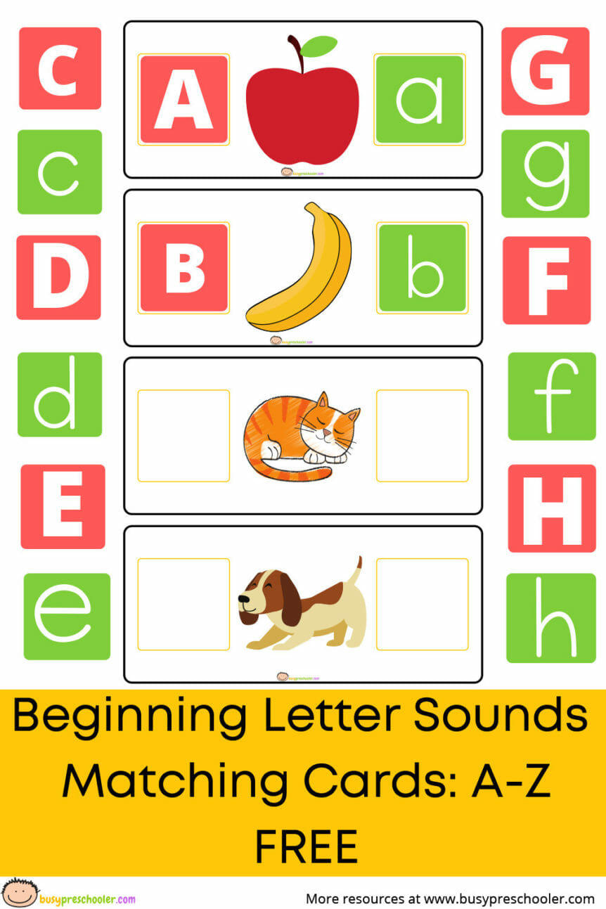 BEGINNING LETTER SOUNDS MATCHING CARDS: A-Z - BusyPreschooler.com