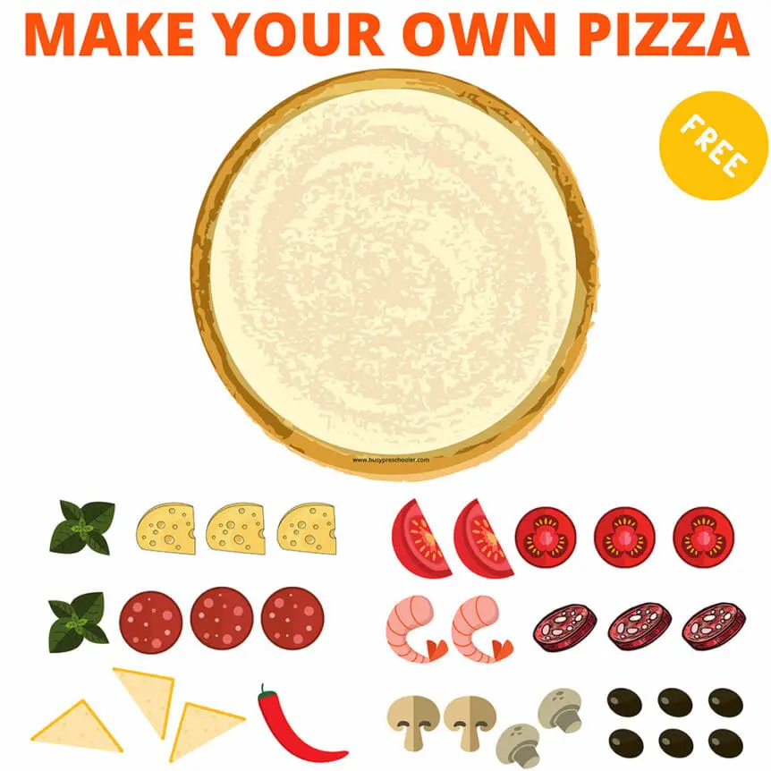 FOOD PRINTABLE - BUILD YOUR OWN PIZZA - BusyPreschooler.com