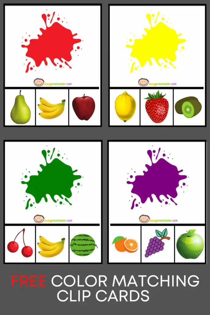 COLOR MATCHING CLIP CARDS - FRUITS - BusyPreschooler.com