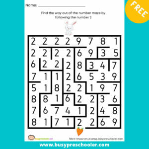 THE NUMBER 2 IDENTIFICATION MAZE - BusyPreschooler.com