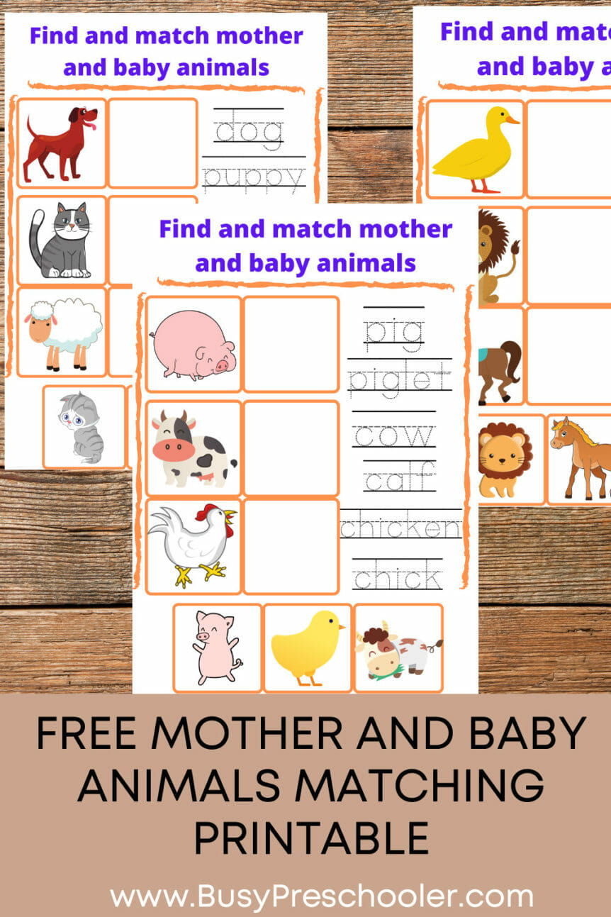 MATCH MOTHER AND BABY ANIMALS | FREE PRINTABLE - BusyPreschooler.com