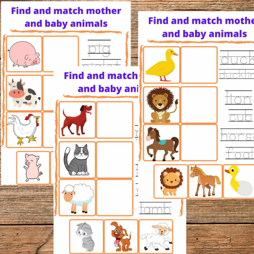MATCH MOTHER AND BABY ANIMALS | FREE PRINTABLE - BusyPreschooler.com