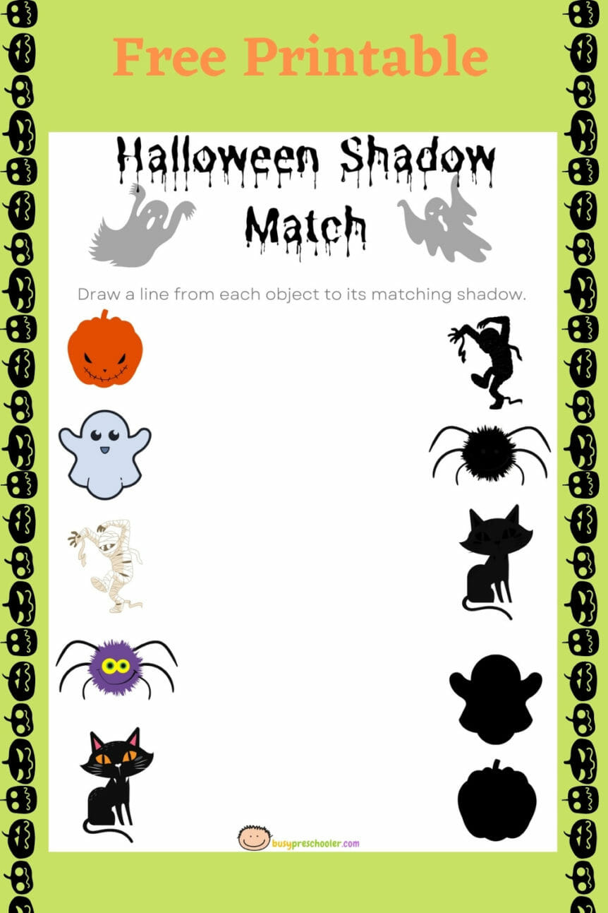 FREE HALLOWEEN SHADOW MATCHING WORKSHEET - BusyPreschooler.com