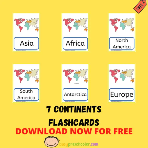 FREE 7 CONTINENTS FLASHCARDS - BusyPreschooler.com