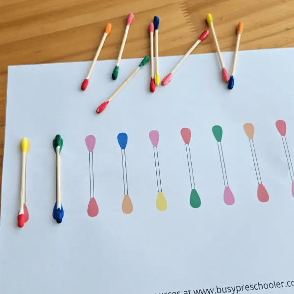 Cotton Swab Color Matching Activity for Kids